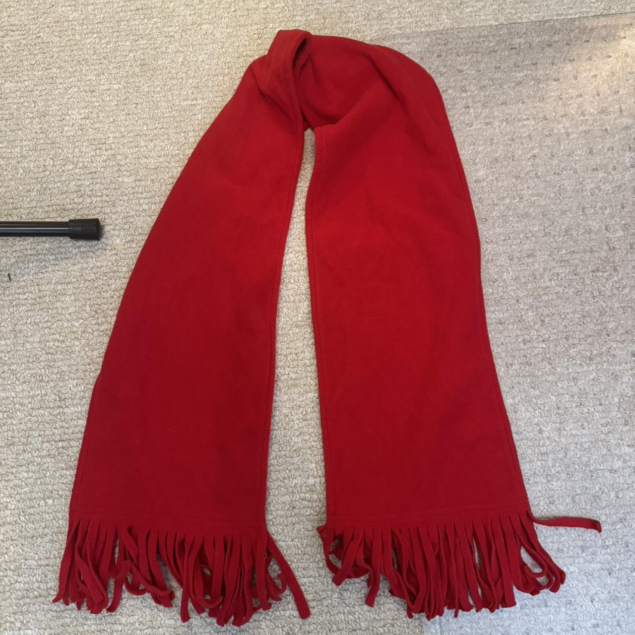 Red fringed scarf #winteraccessories #ski #snow... - Depop