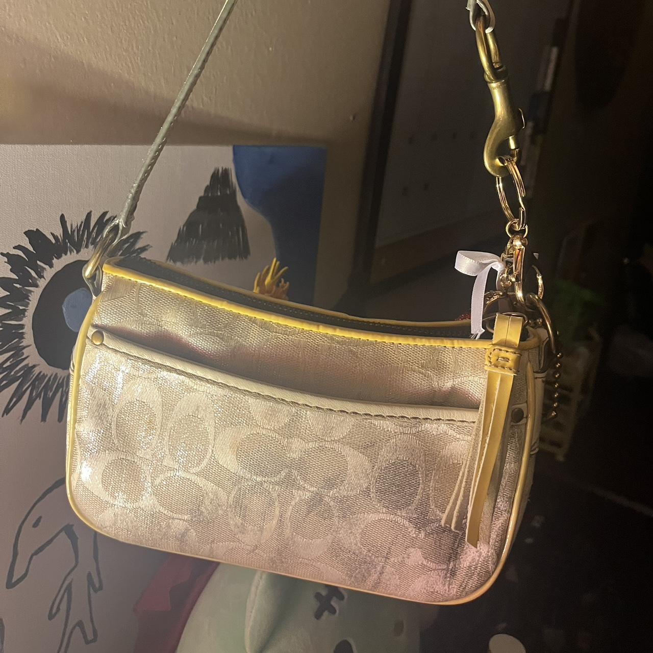 Yellow Vintage Coach Handbag Signs of wear please... - Depop