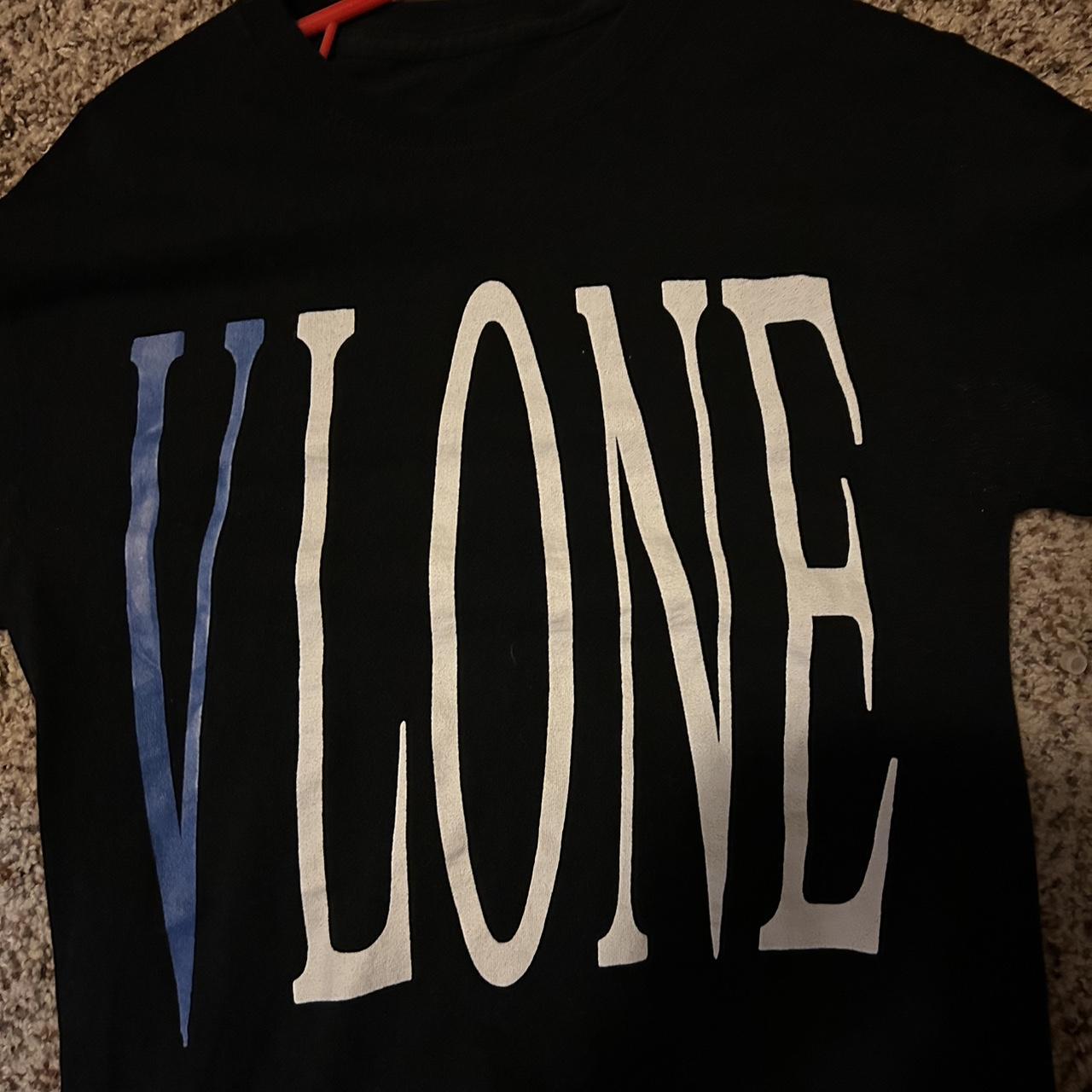 Black and blue Vlone cotton t-shirt - Depop