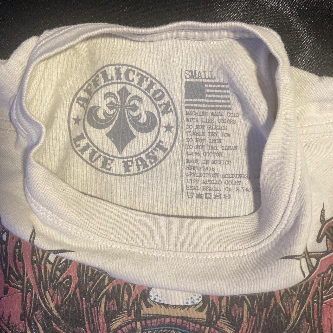 White and red Affliction skull t-shirt #skater #y2k - Depop