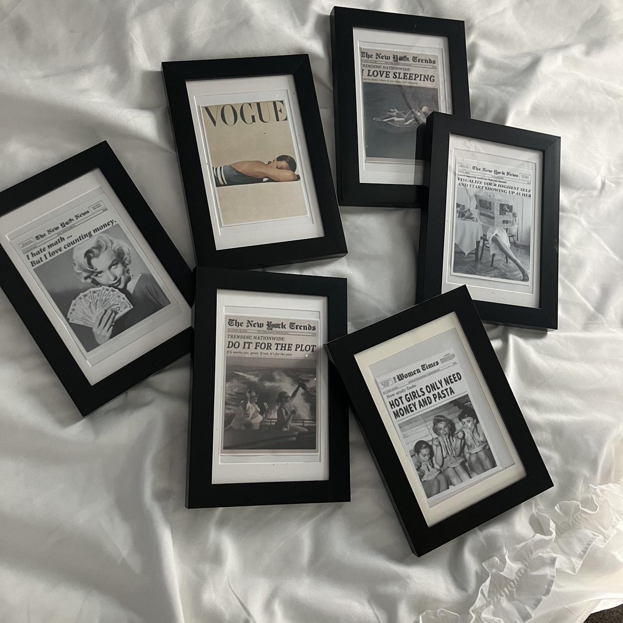 Set of 6 vintage newspaper frame wall art home... - Depop