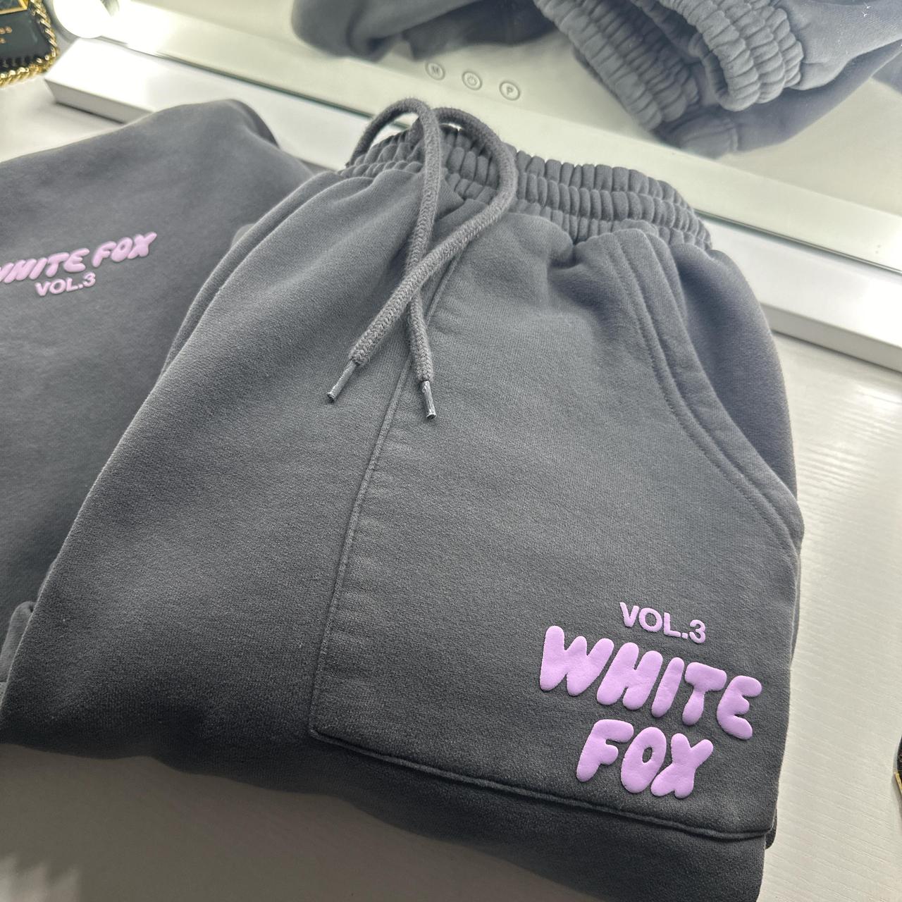 White Fox grey and pink hoodie AND sweats - very comfy - Depop
