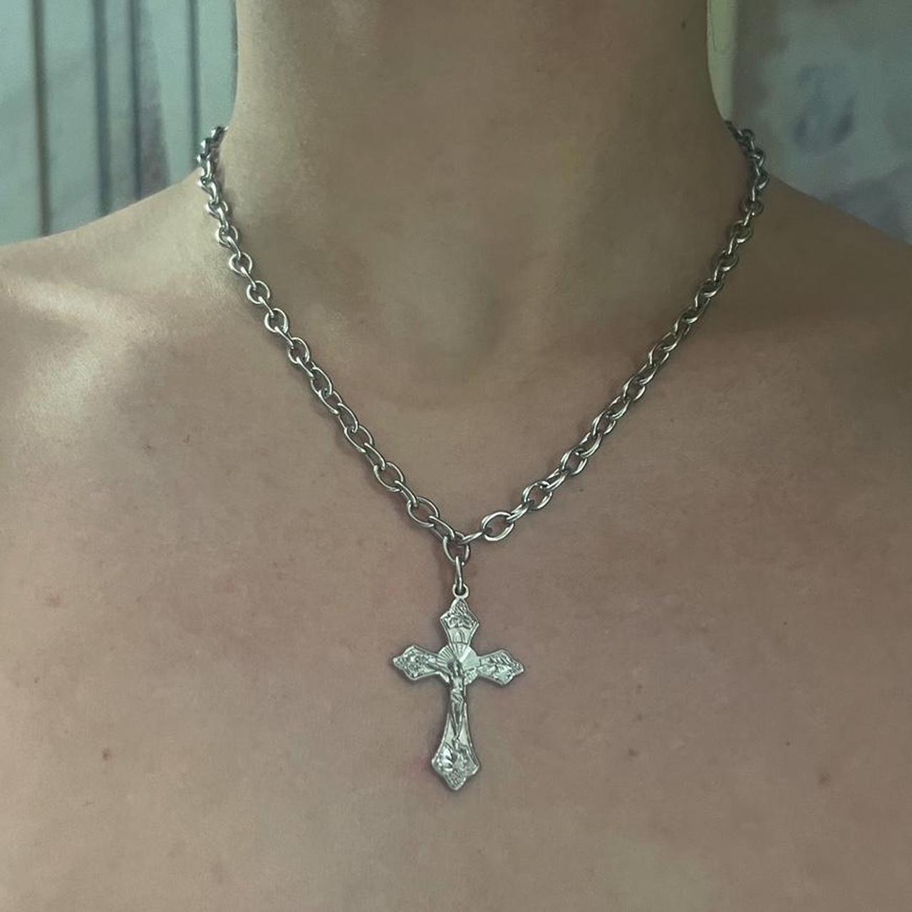 Adjustable Catholic Crucifix Necklace Chain is 18”... - Depop