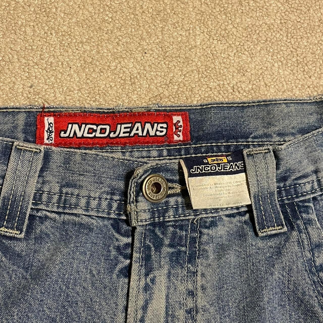 JNCO Men's Black and Blue Jeans VINTAGE GRAIL AOP... - Depop
