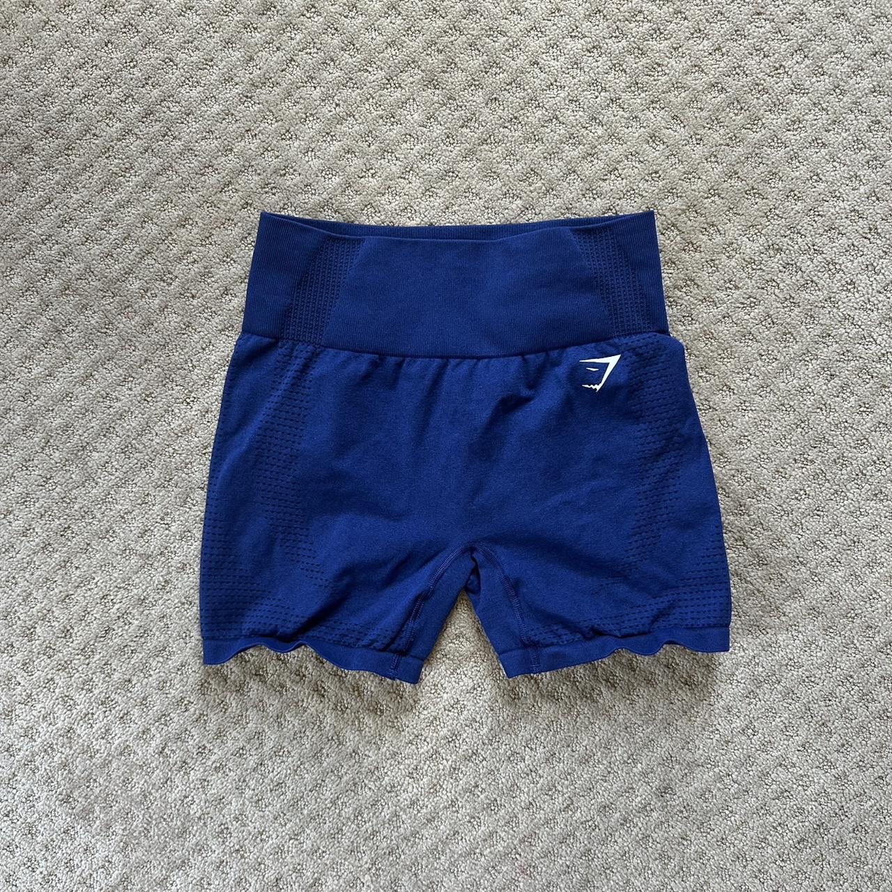 gymshark blue workout shorts size medium super good... | Depop