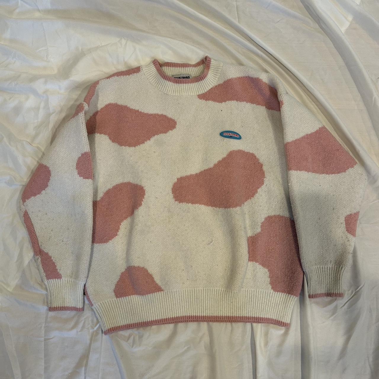 pink moo sweater ˖°ʚ🍀ɞ♡ condition: slight pilling ... - Depop