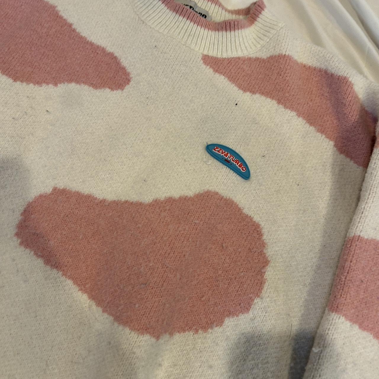 pink moo sweater ˖°ʚ🍀ɞ♡ condition: slight pilling ... - Depop