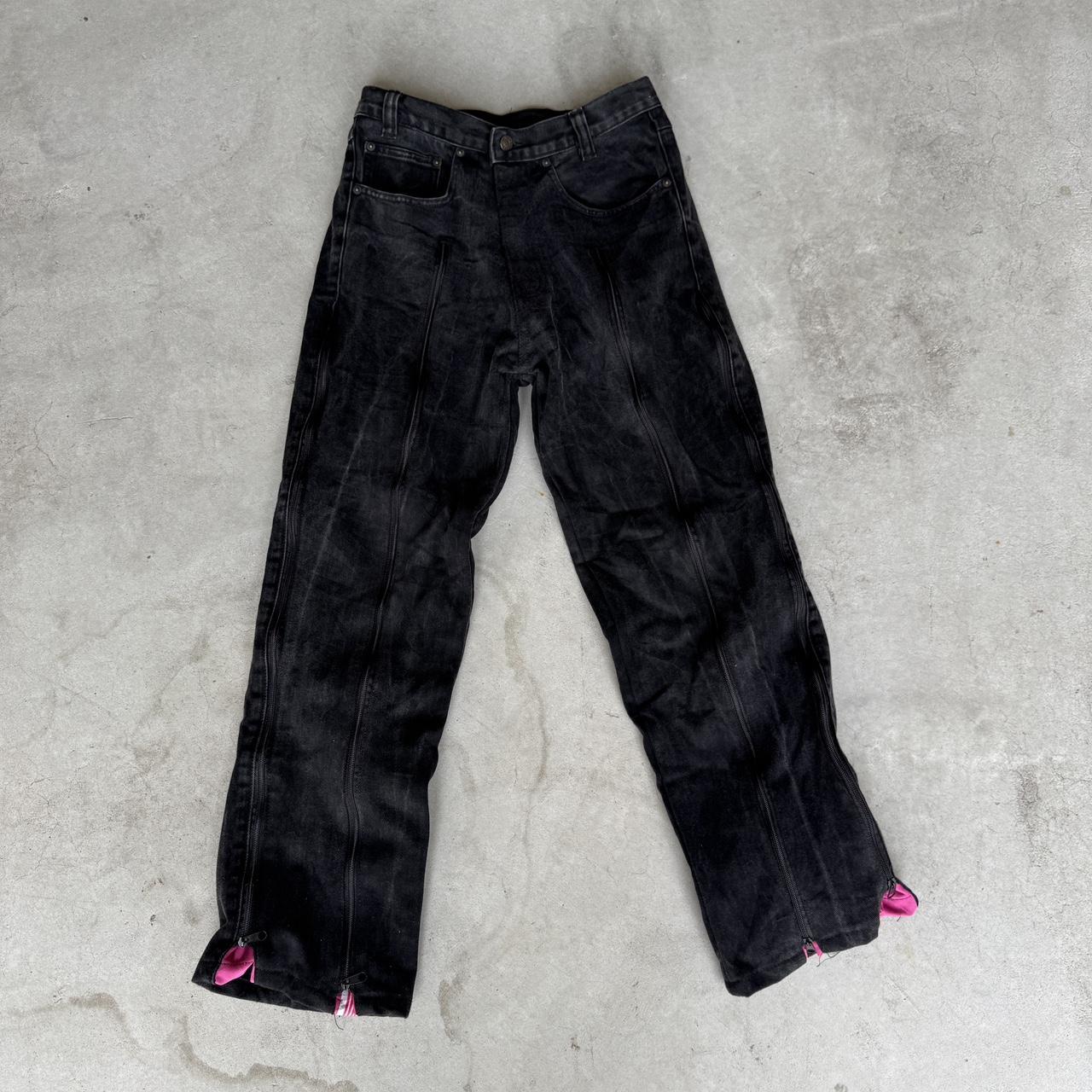 Rework Adidas Jeans Can be zipped up to all black... | Depop