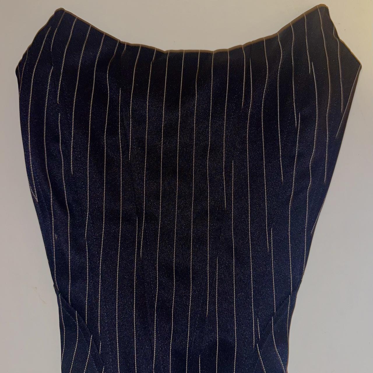 XS Corset Lioness Navy Blue Pinstripe, NEVER WORN... | Depop