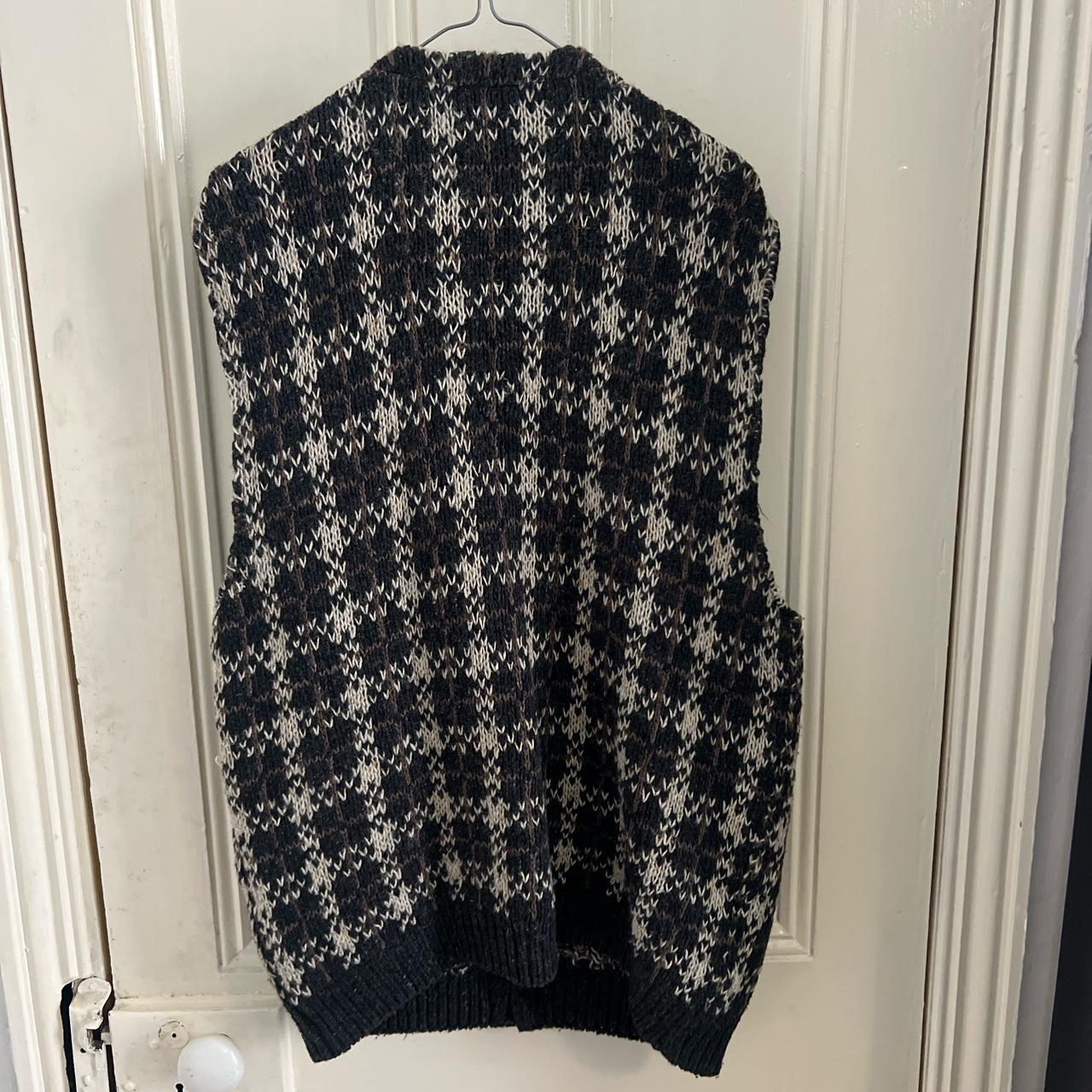 Vintage knit vest checkered pattern XL - Depop