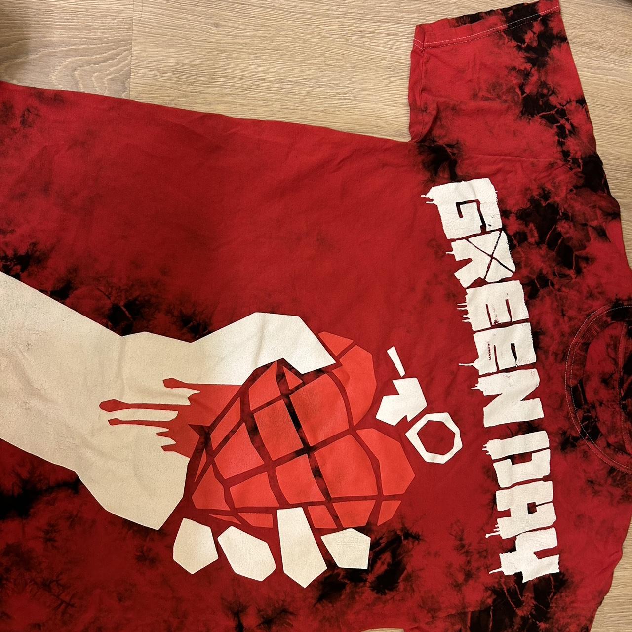 Green Day Band Tee Tye-Dyed Red and Black Price... - Depop