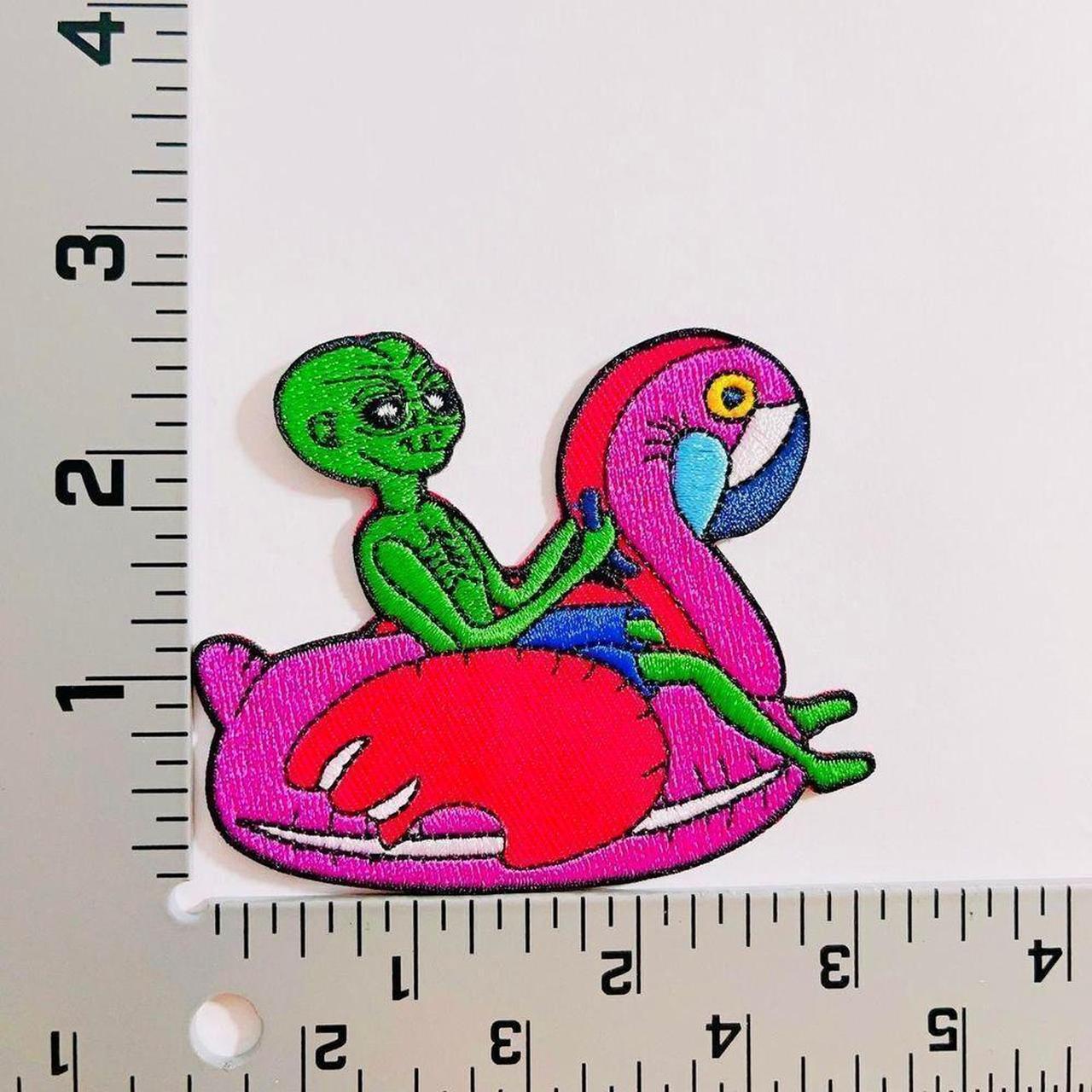 Alien in Summer Swimming Flamingo Floatie-Pink-Iron... | Depop