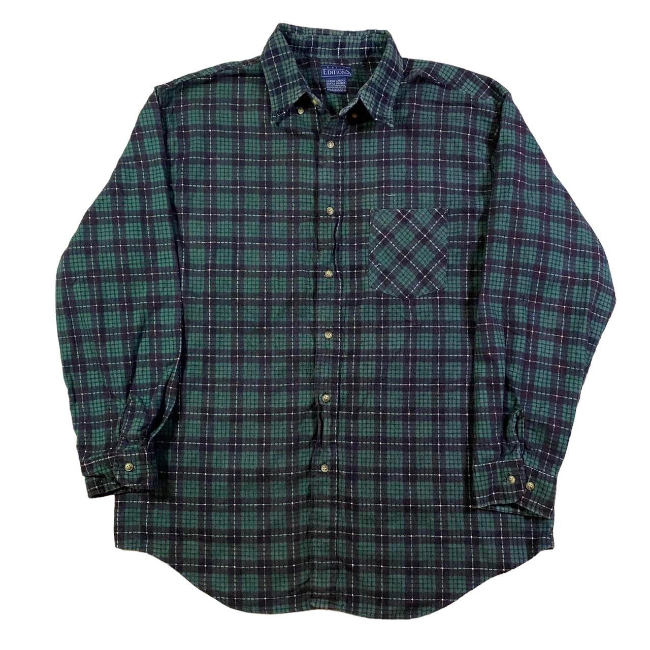 Vintage 1990’s Basic Editions plaid flannel button... - Depop