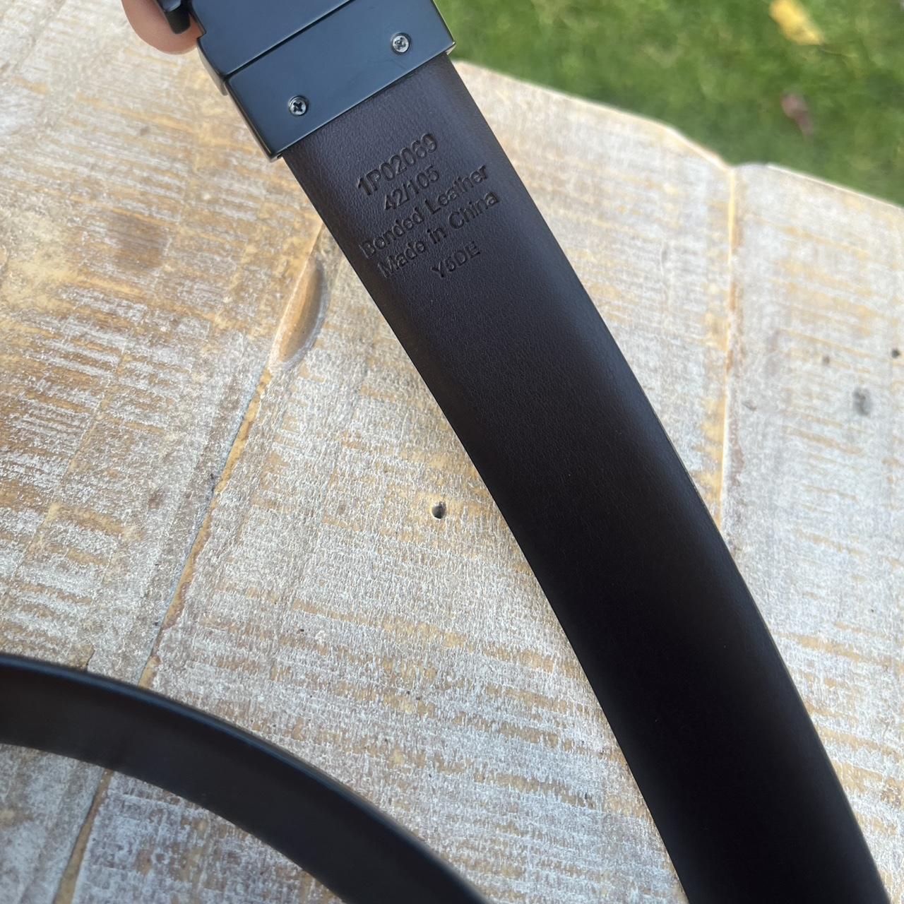 Perry Ellis leather belt with reversible buckle. You... - Depop