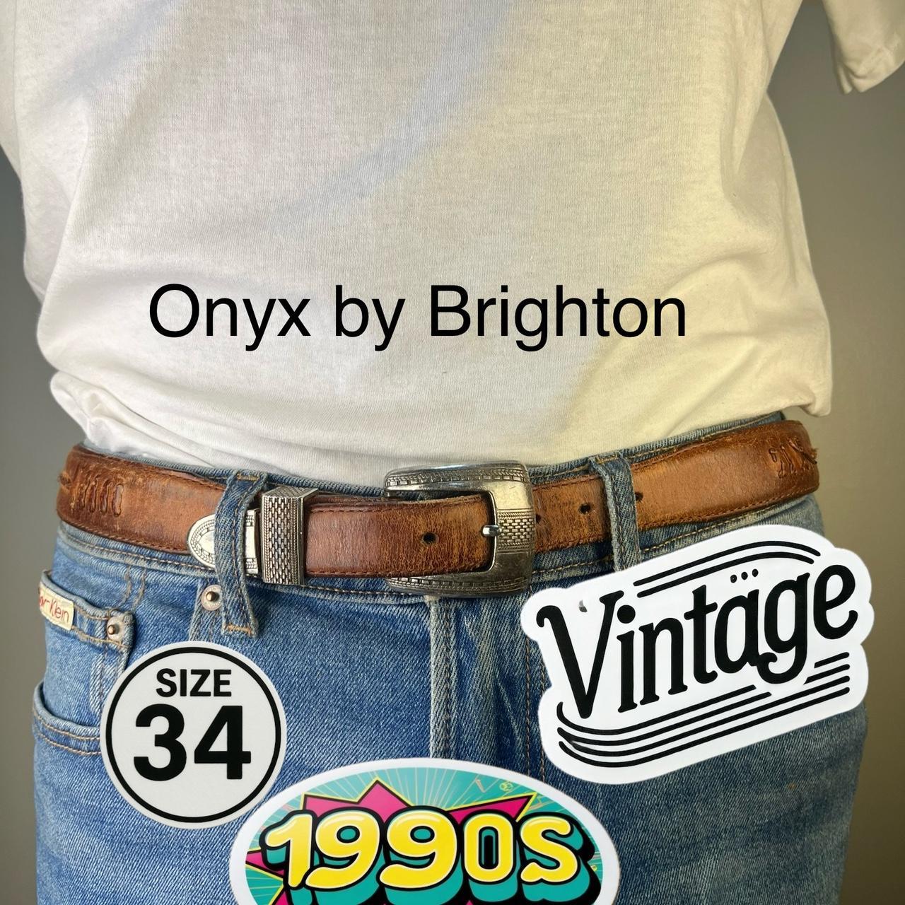 Vintage leather belt Onyx by Brighton size 34. It... | Depop