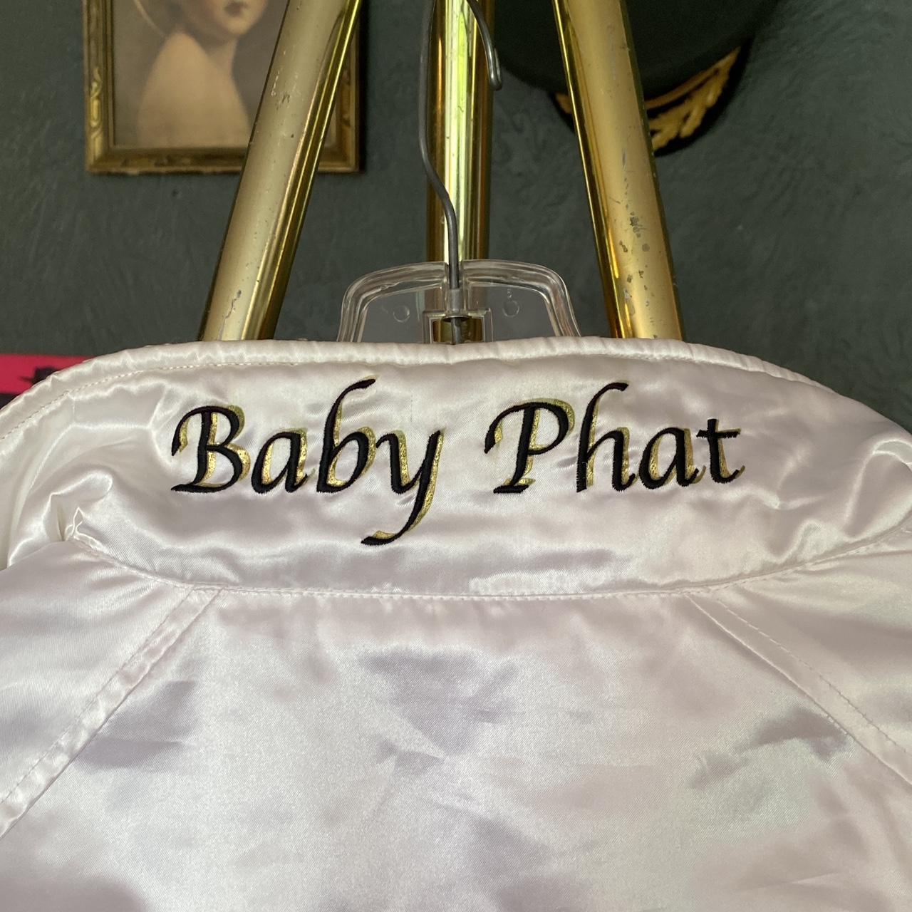 Baby Phat white and gold satin jacket with leopard... - Depop