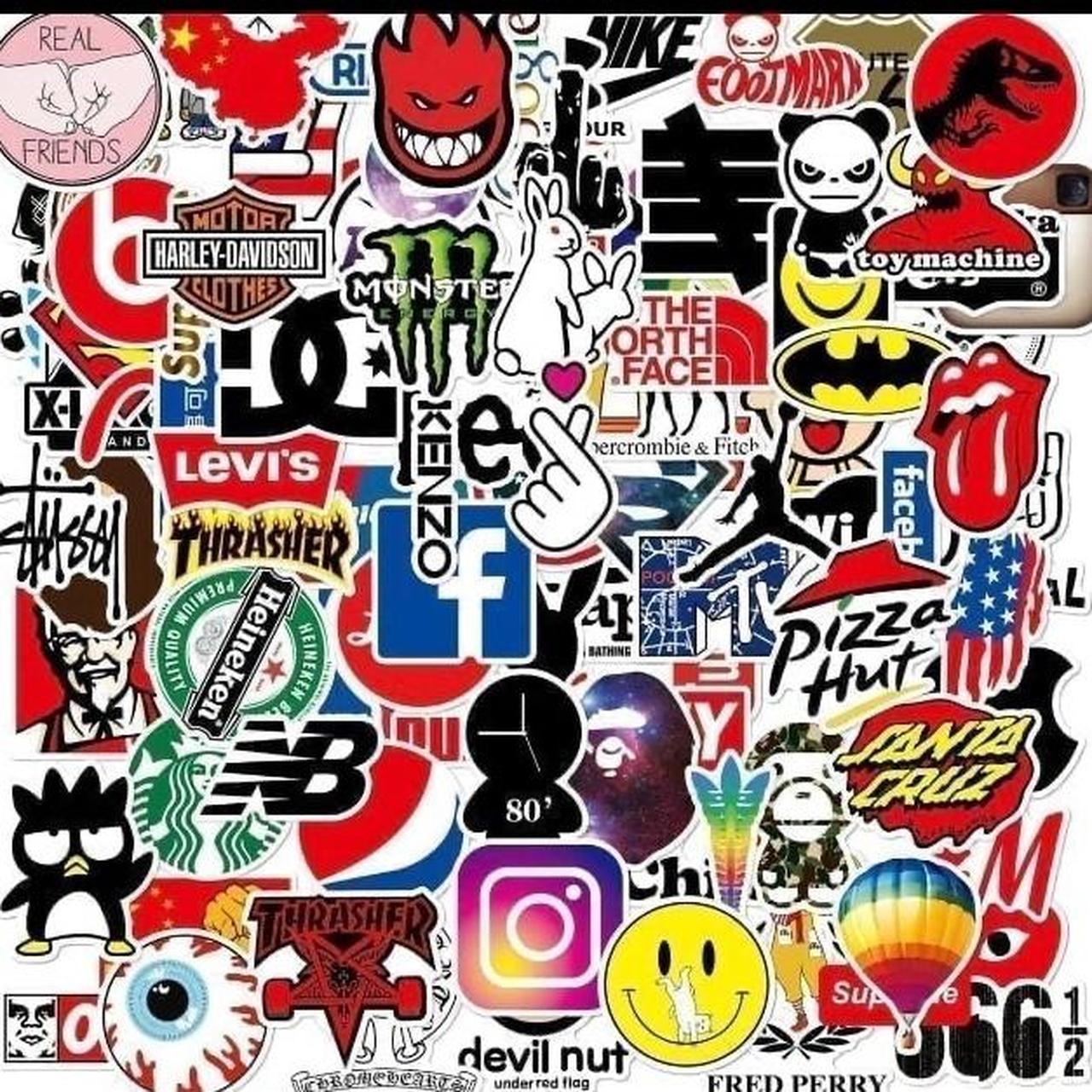 Lot of 100 Skateboard Stickers Package include:... - Depop