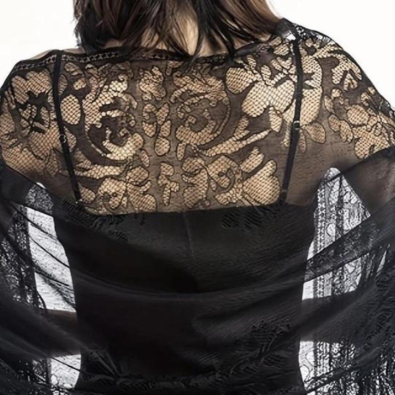 Black lace shawl with fringe , Ladies Gothic Sexy... | Depop
