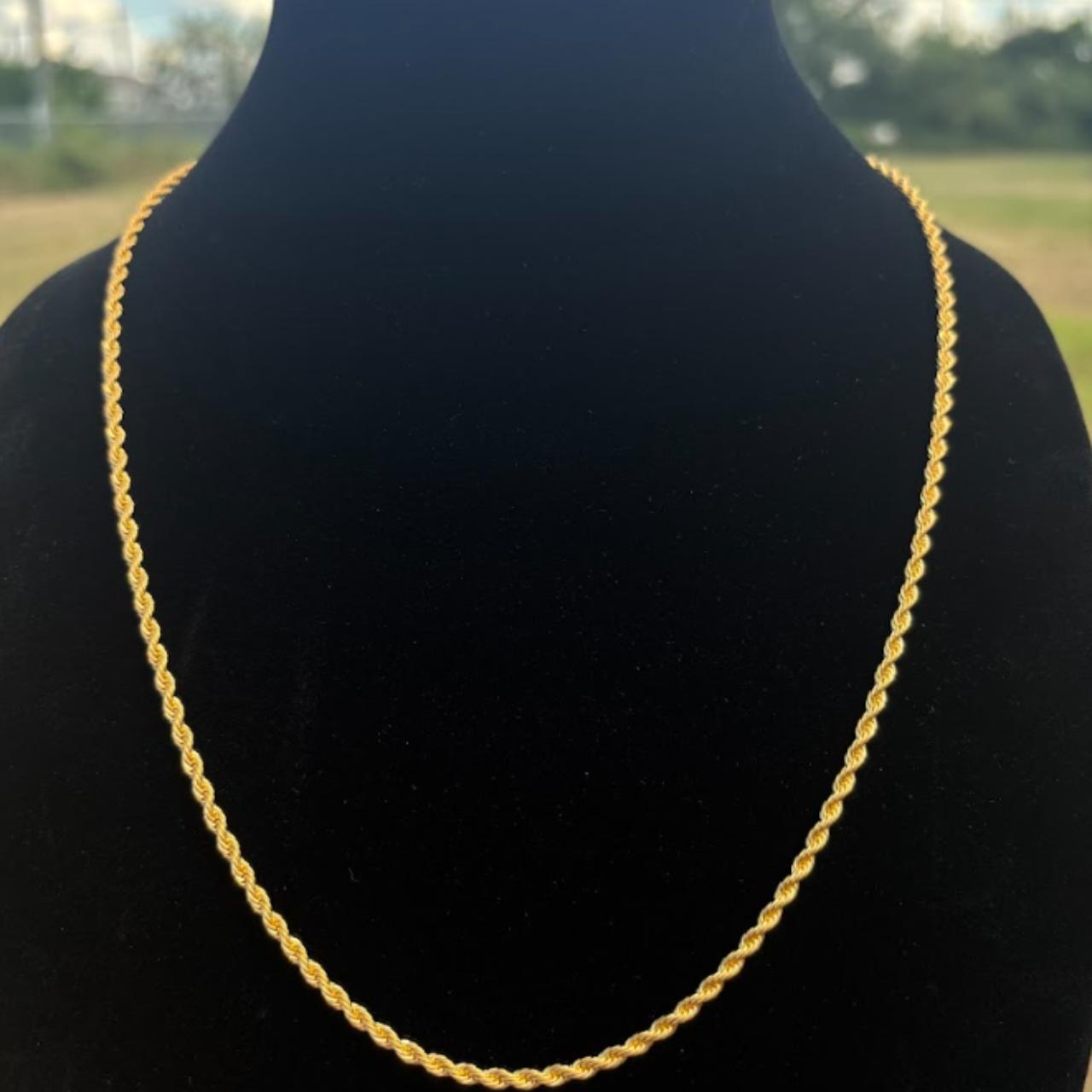 Gold Plated Rope Chain Necklace 22in... - Depop