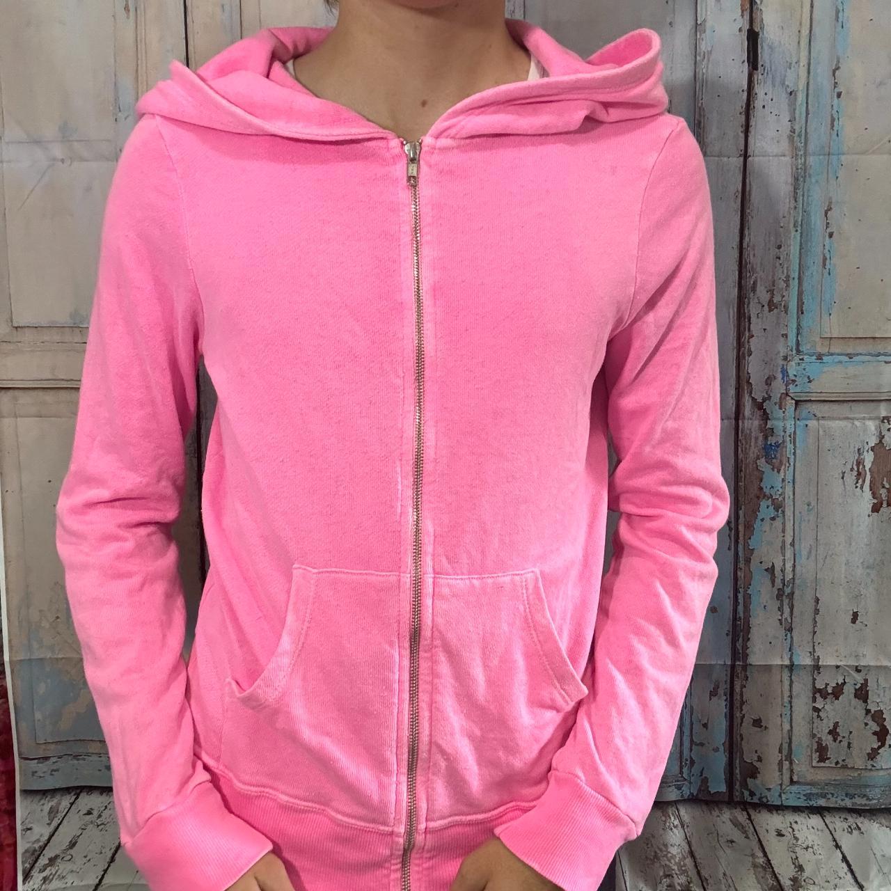 pink zip up hoodie jacket, pink zip up jacket, y2k... - Depop