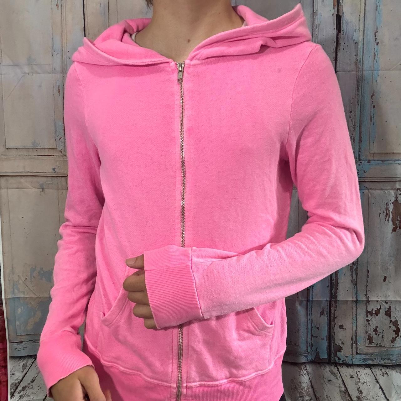 pink zip up hoodie jacket, pink zip up jacket, y2k... - Depop