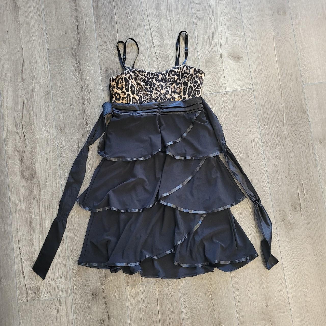 Deb black and animal print dress #lbd... - Depop