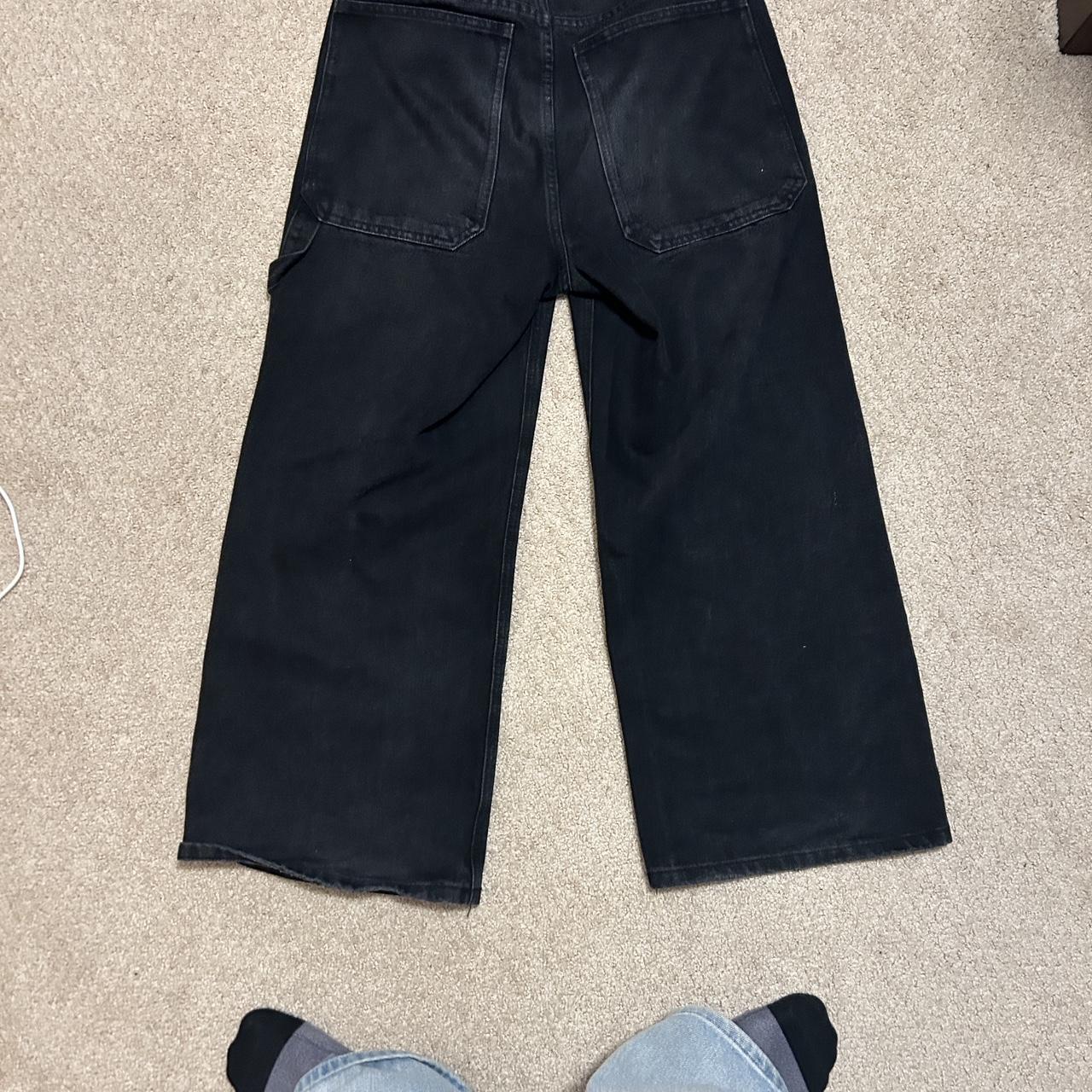 baggy black dem pants HUGE leg opening dm for... - Depop