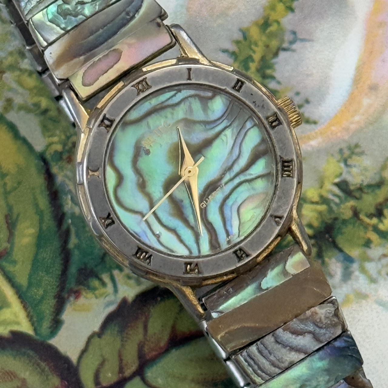 gold tone vintage abalone shell watch Condition:... | Depop