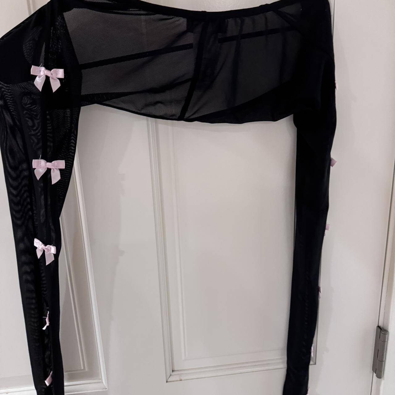 Black mesh top with pink bows #ediketd - Depop