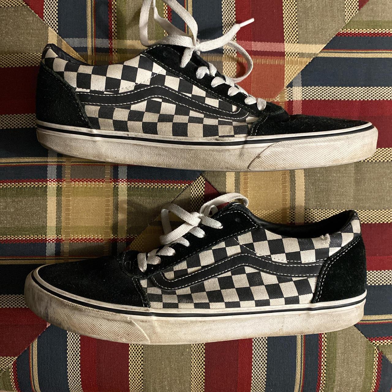 black and white checkered vans #skate... - Depop