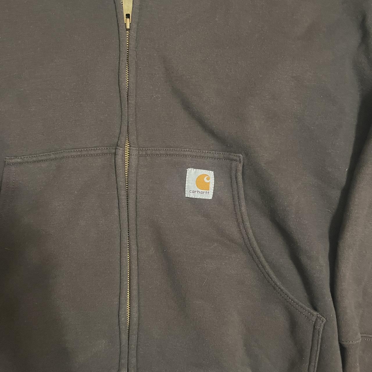 Crazy vintage carhartt zip up brown hoodie Size:... - Depop