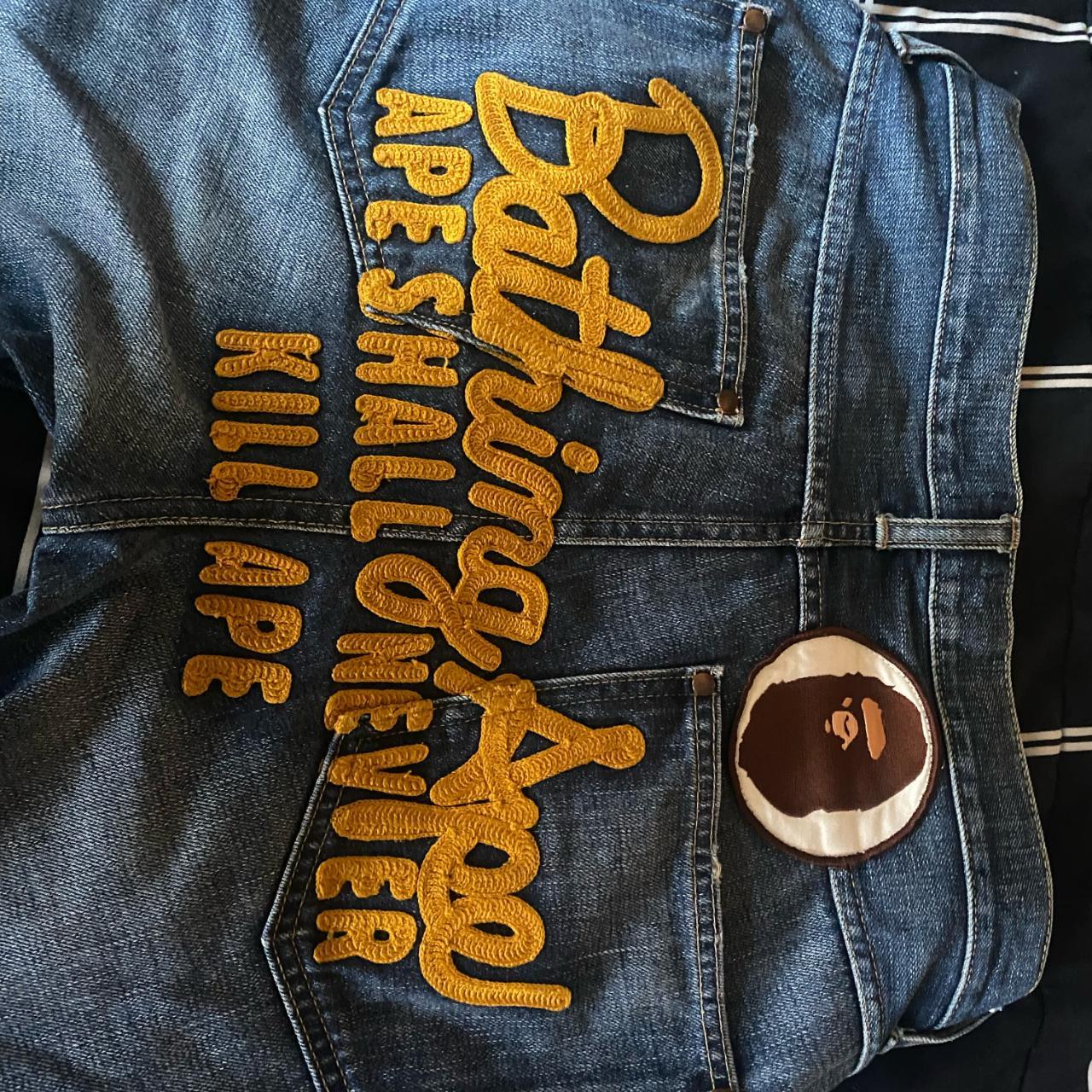 BAPE CHAMPION DENIM PANTS MENS // Rare Item // 100%... - Depop