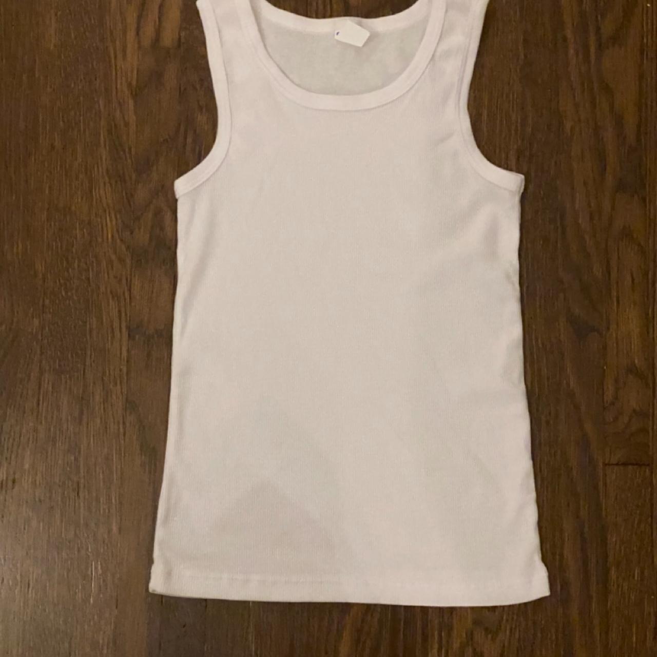 KK200 white ribbed tank top; this is a boys size 10,... - Depop