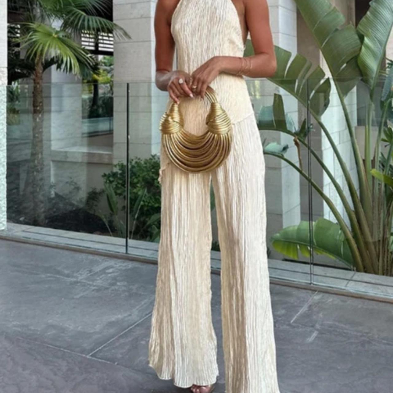 Zara Yellow Crepe Two Piece Set #zara #yellowset... - Depop