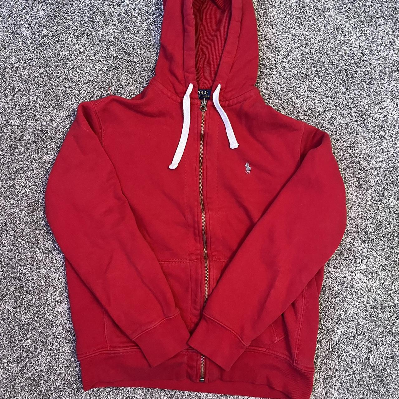 Red Polo Ralph Lauren zip up hoodie - Depop