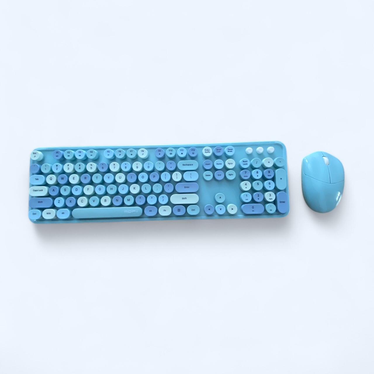 Retro USB Keyboard & Mouse - Blue and white keys | Depop