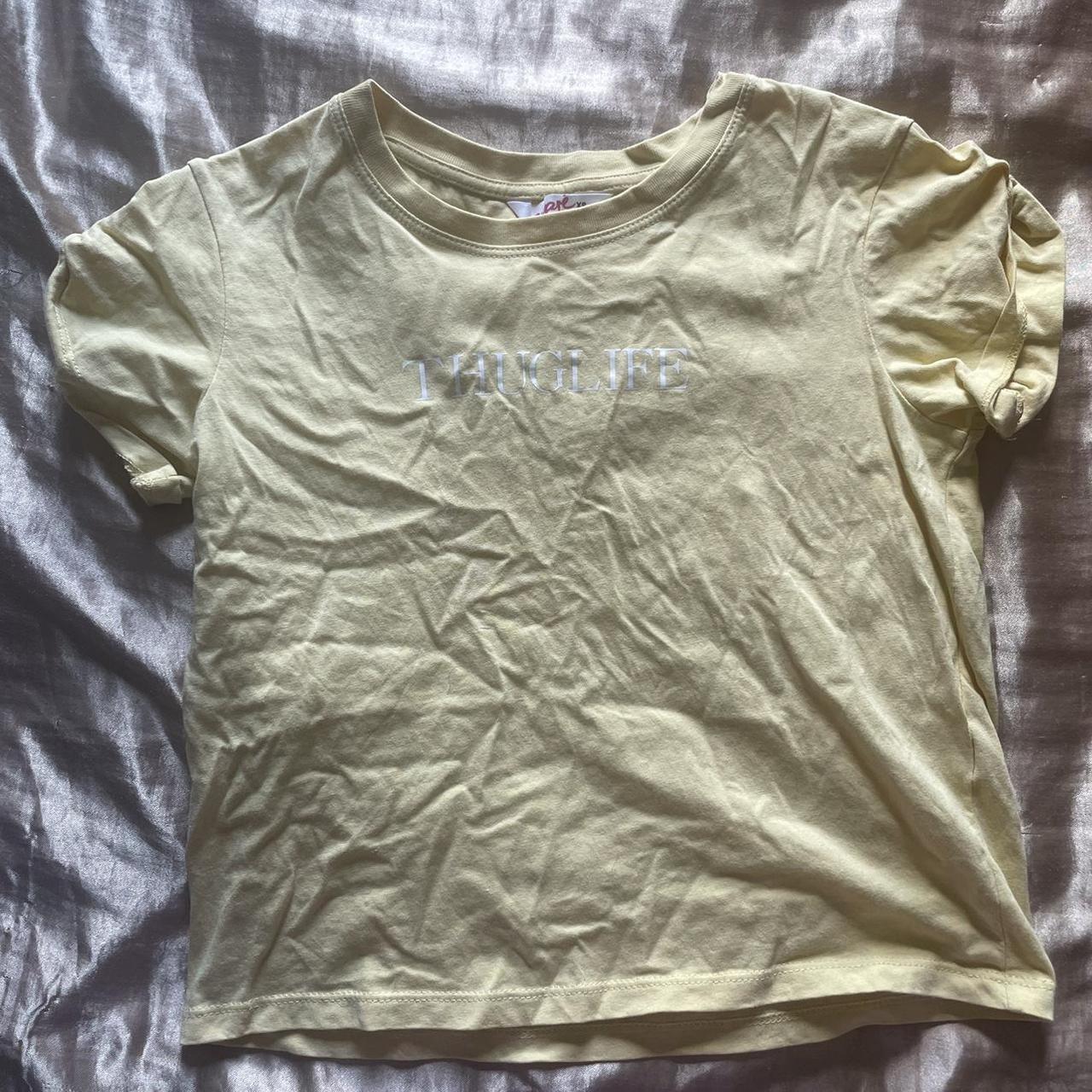 Yellow Thug Life cropped tee, worn once and in... - Depop