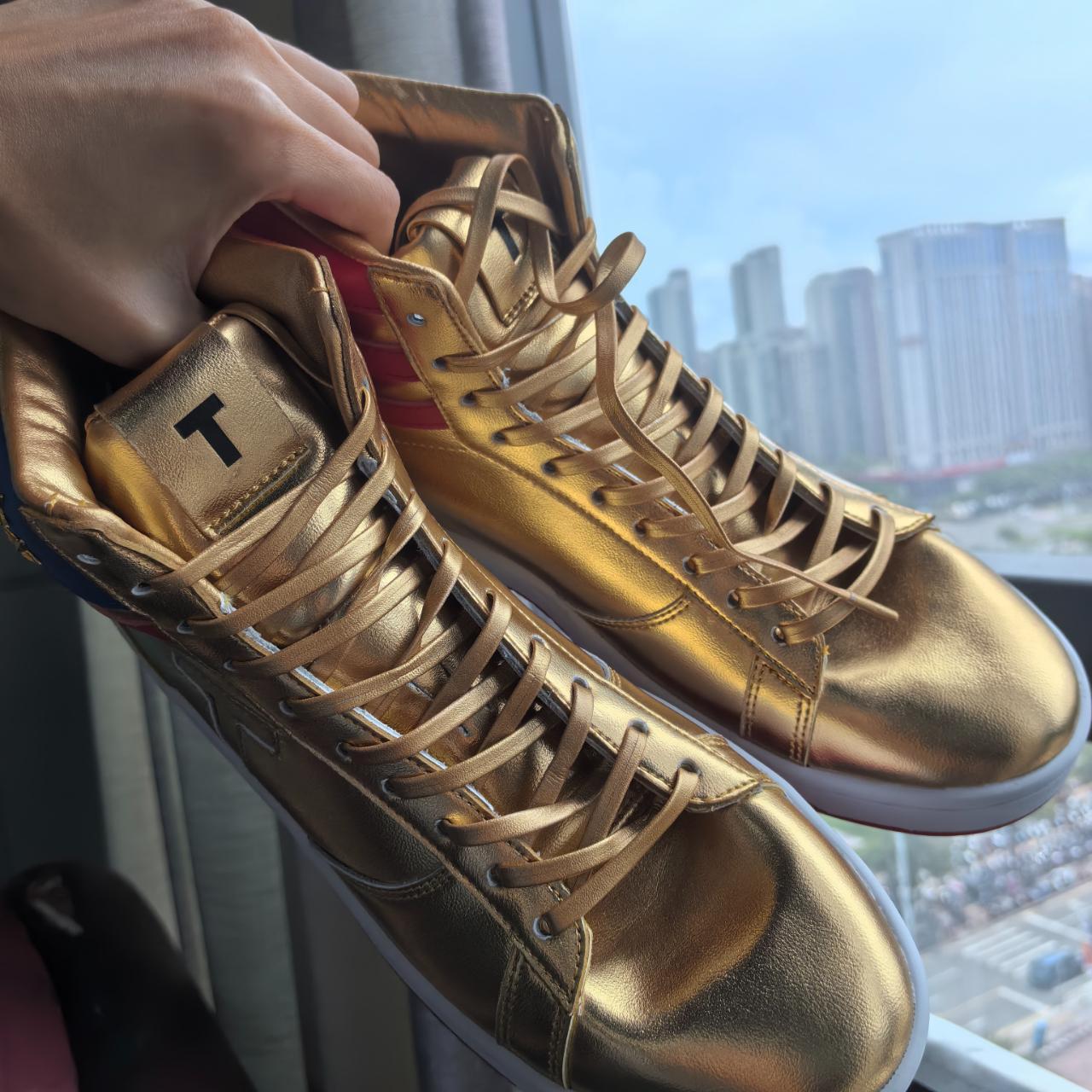 T Sneakers Never Surrender Shoes Trump Gold Running... | Depop