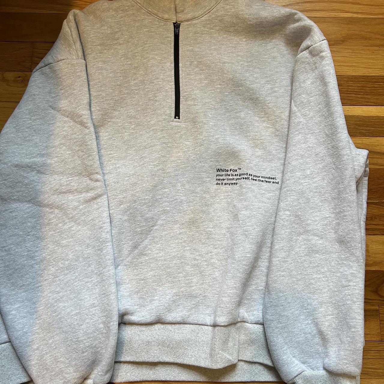 White Fox grey quarter zip sweatshirt worn once... - Depop