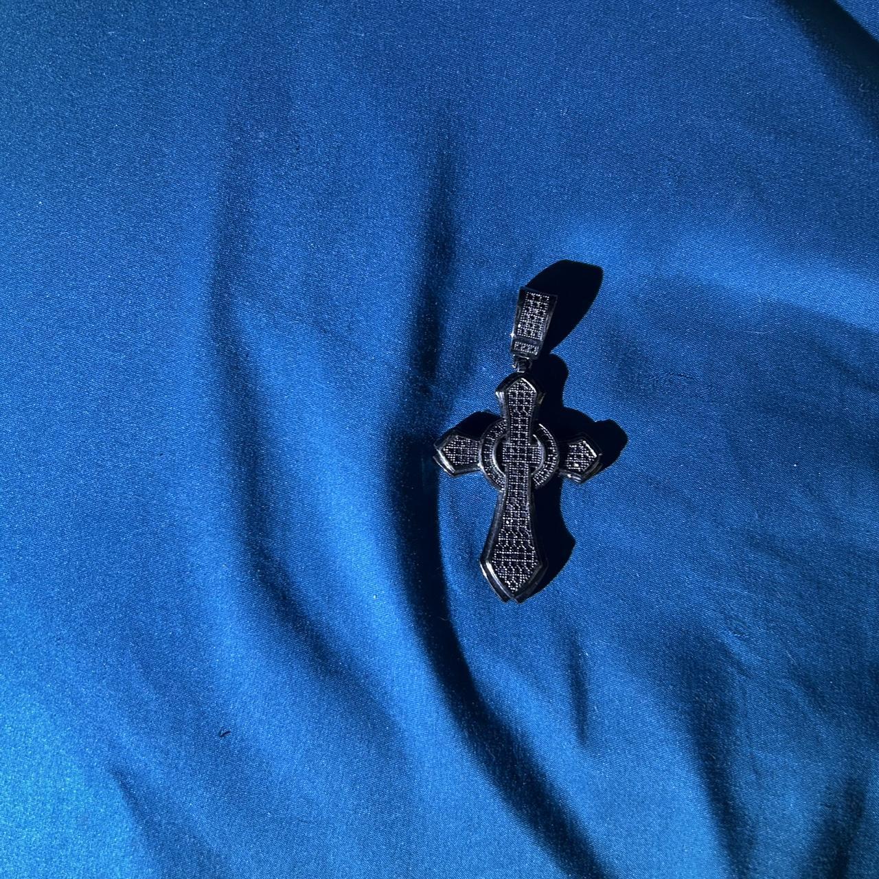 Rounded Taper Cross Black CZ Iced Out Pendant - Depop