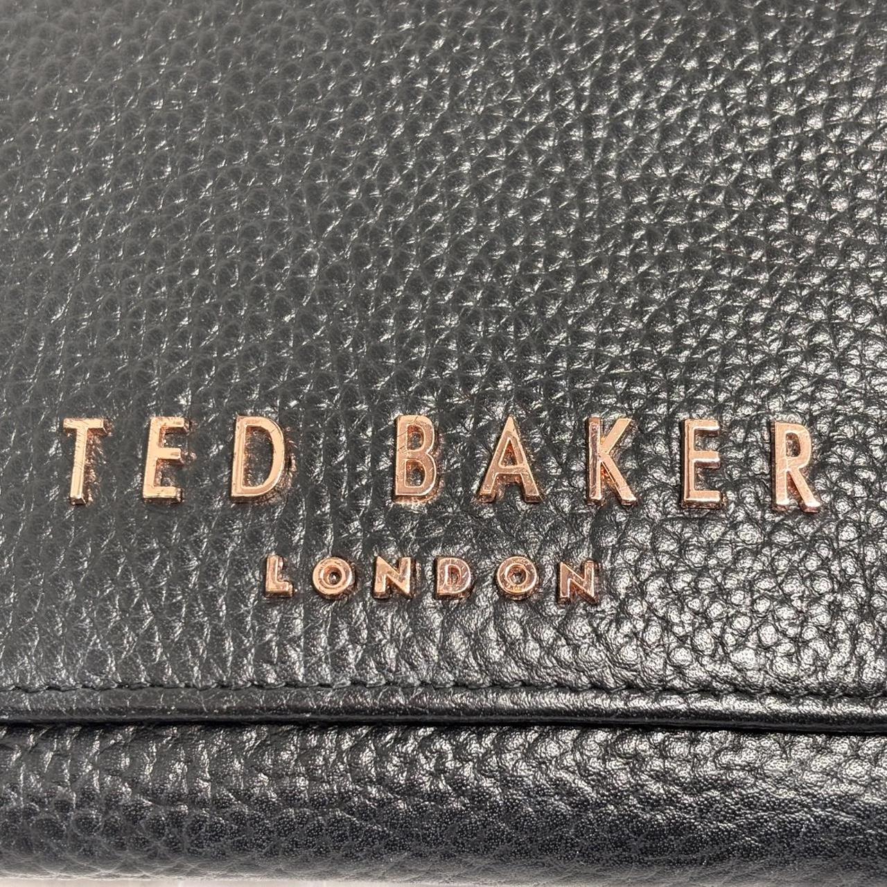 Black Ted Baker leather wallet with gold logo and... - Depop