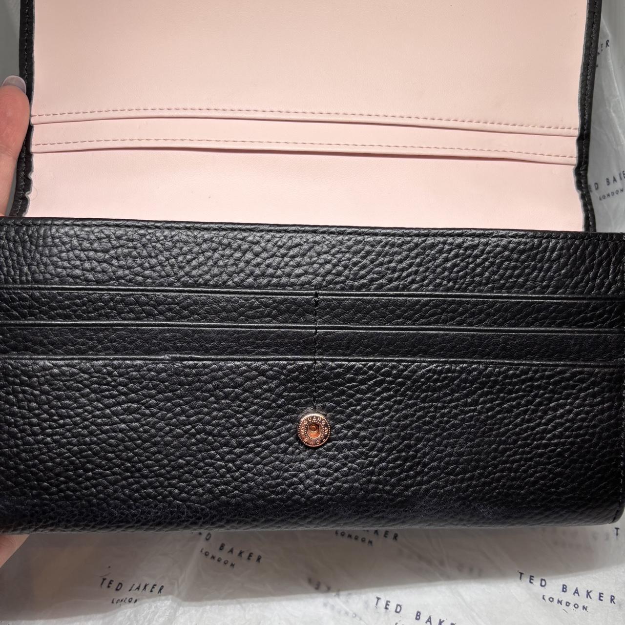 Black Ted Baker leather wallet with gold logo and... - Depop