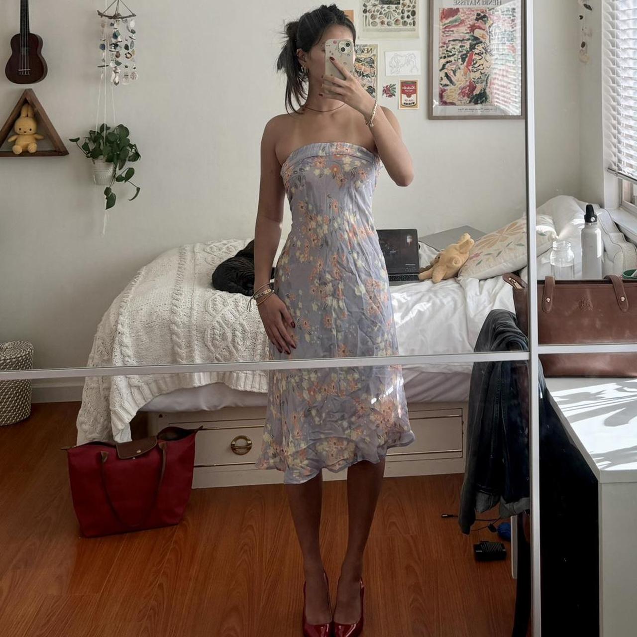 Y2k floral midi dress Vintage convertible maxi slip... - Depop