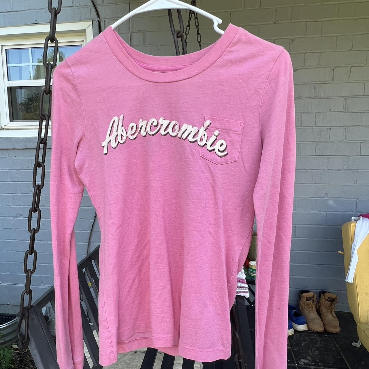 Medium Abercrombie Pink Long Sleeve t-shirt - Depop
