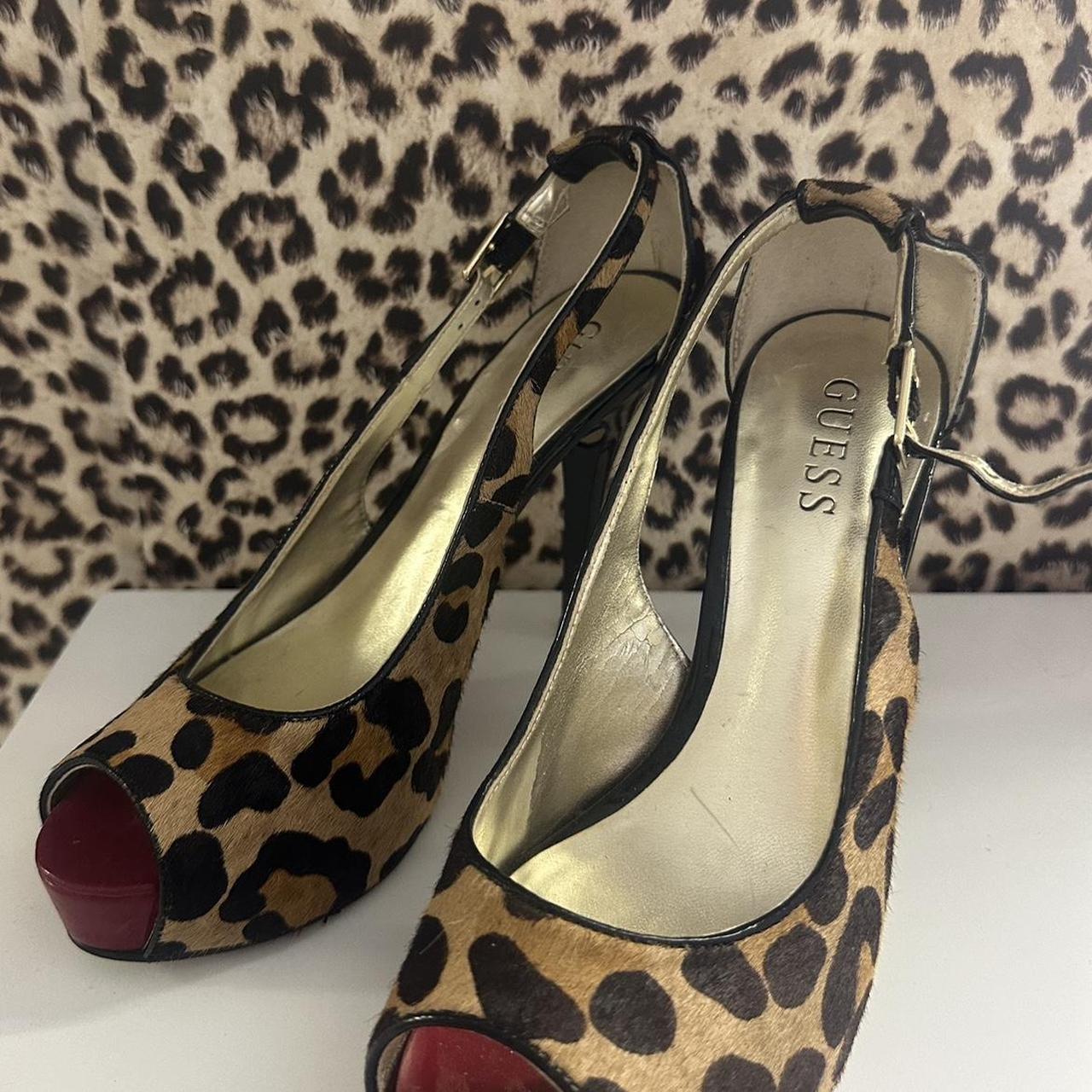 GUESS Leopard print heels with red sole #leopardprint - Depop