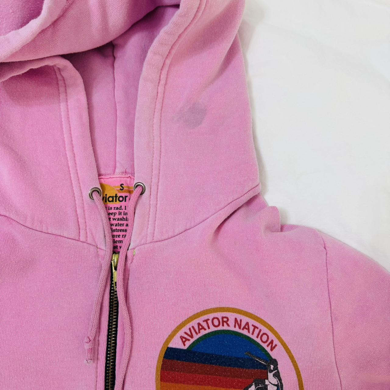 pink aviator nation zip up, size:small, small stain... - Depop