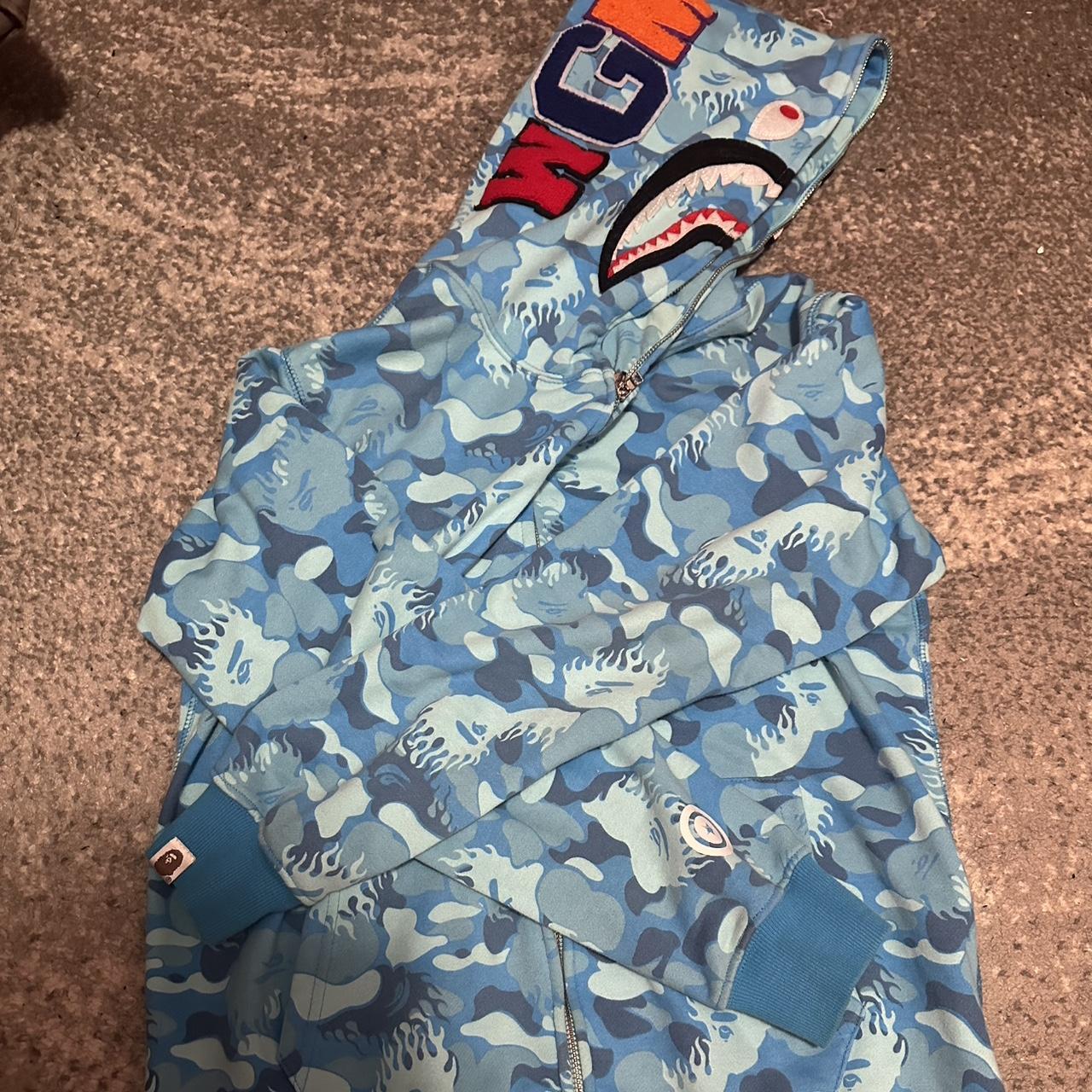 Bape zip up light blue size L (Fits like... - Depop