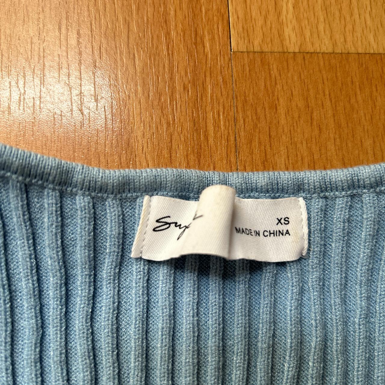 Blue ribbed supre dress size XS but very stretchy... - Depop