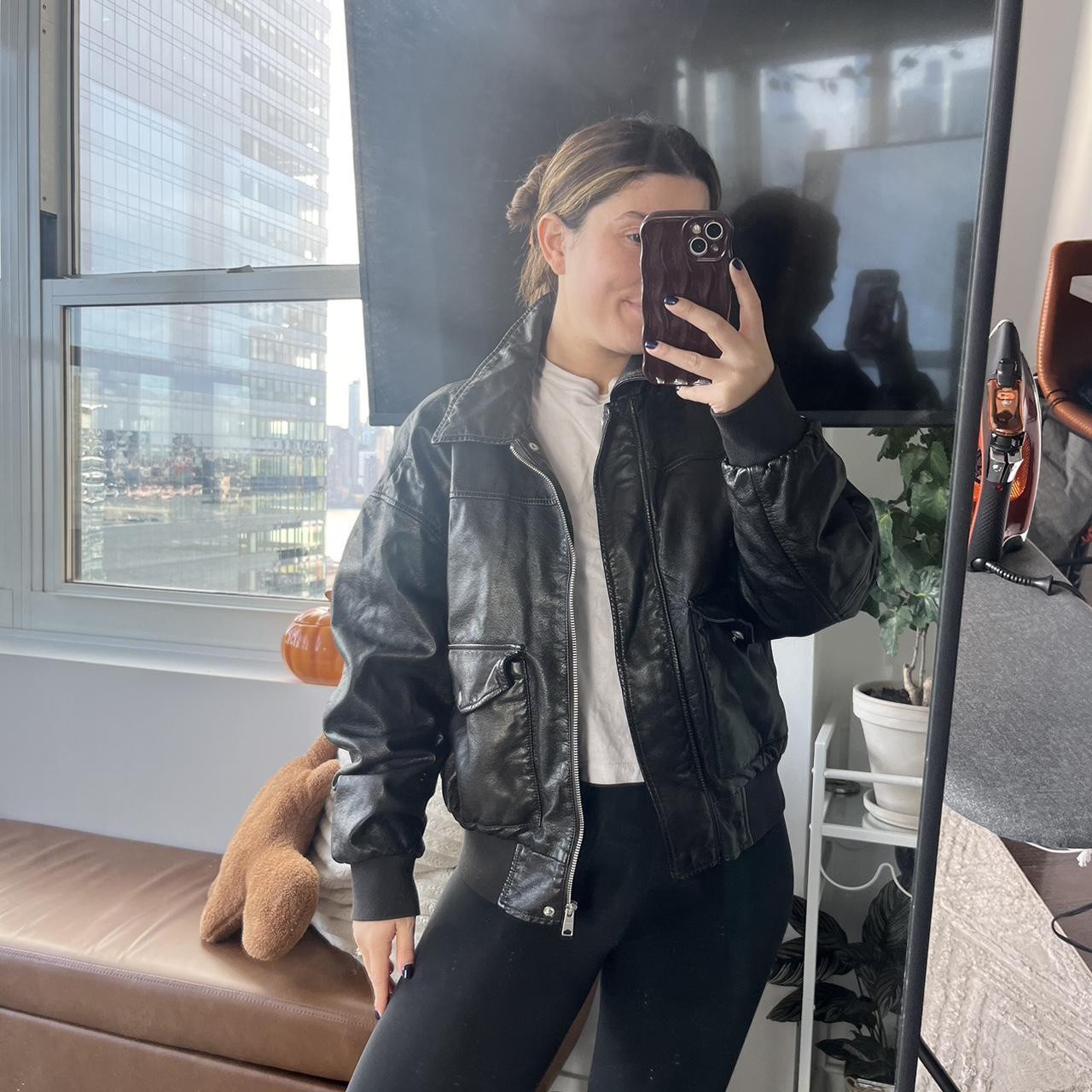 Garage faux leather bomber jacket, never worn I just... - Depop