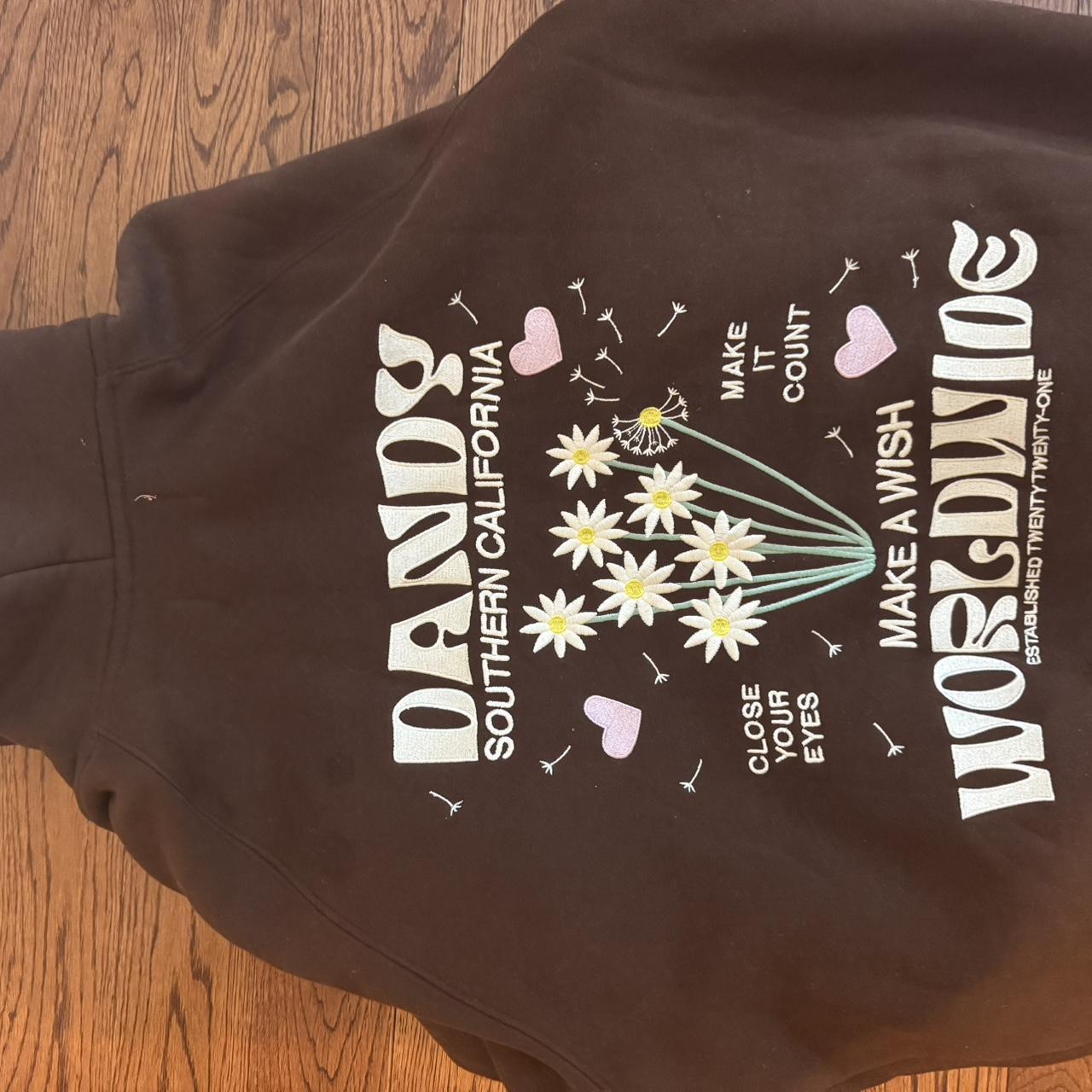 Dandy hoodie #dandy #brownhoodie #floraldesign | Depop